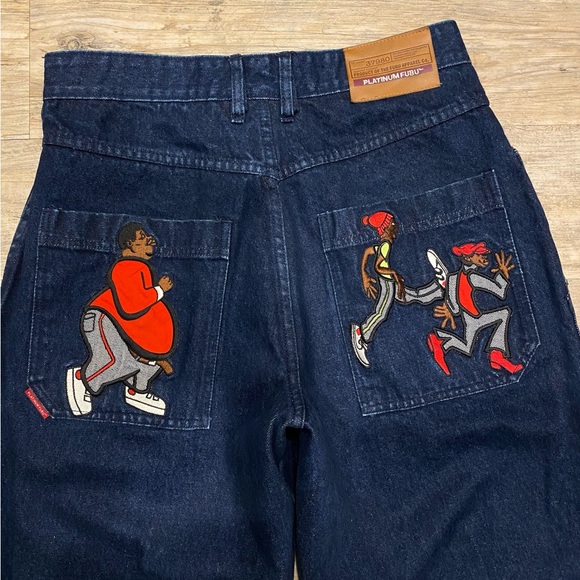 FUBU | Pants | Vintage Fubu Platinum Denim Jeans With Cartoon Lining ...